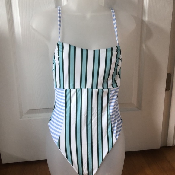 Anthropologie | Swim | Maeve Striped Onepiece Swimsuit Blue Motif Size ...